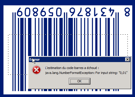 Automation Engine - Error "Barcode estimation failed: java.lang.NumberFormatException:For input ...