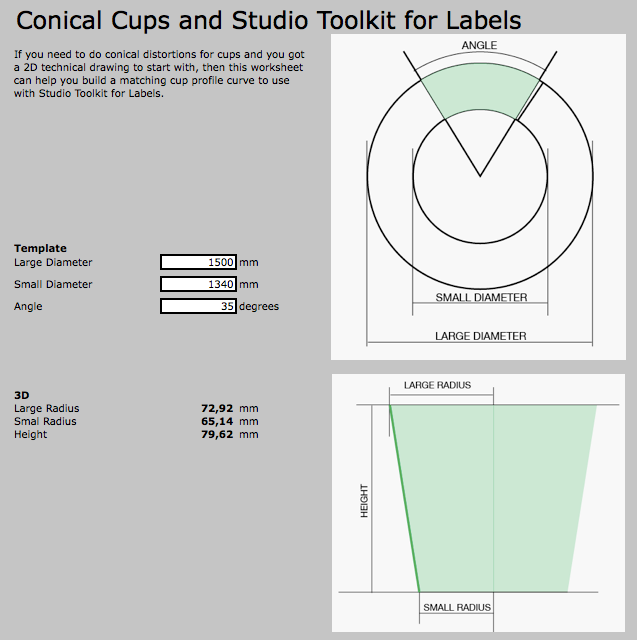 Studio Toolkit for Labels - How to create a 3D shape with conical label ...