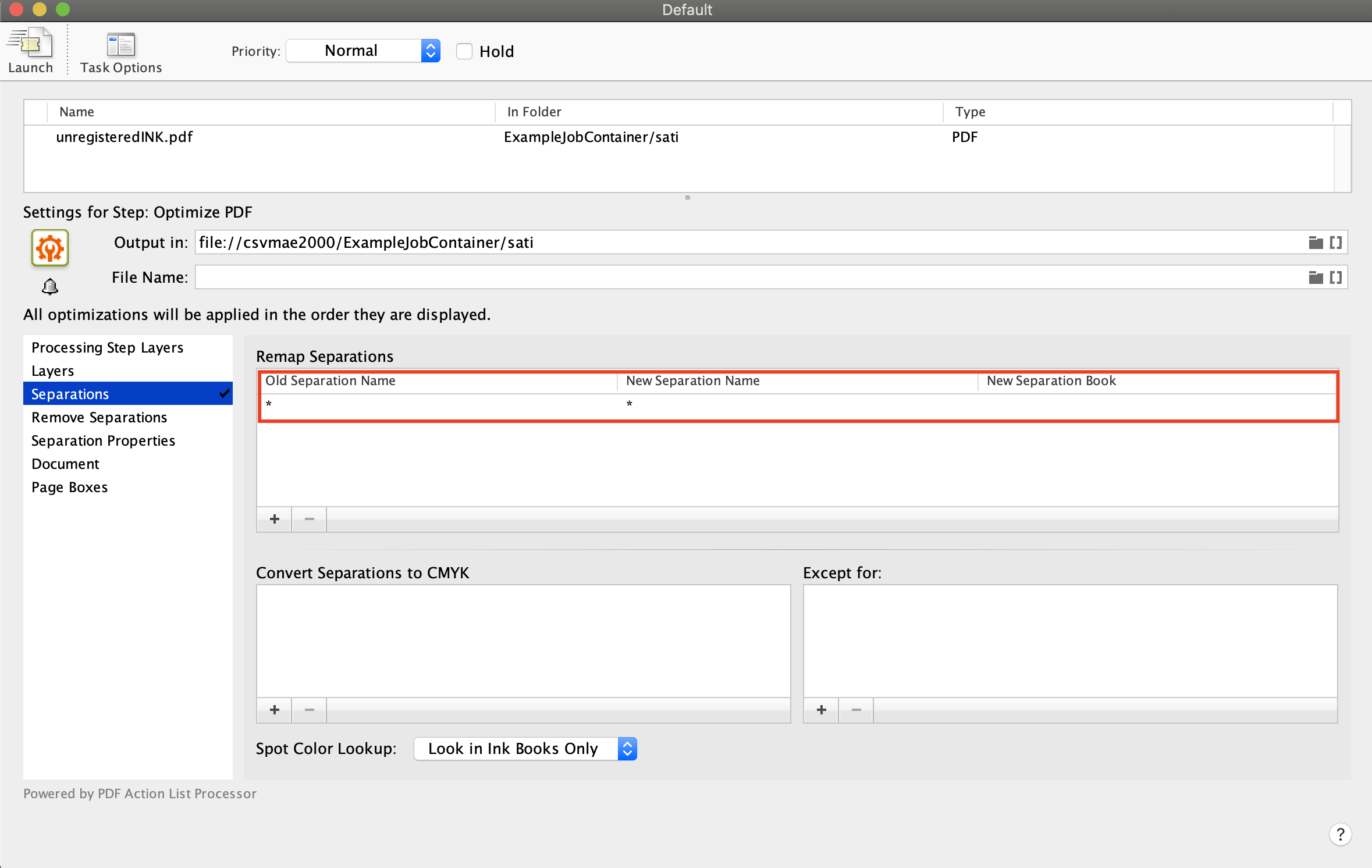 Automation Engine - How to register Inks in a Native PDF workflow