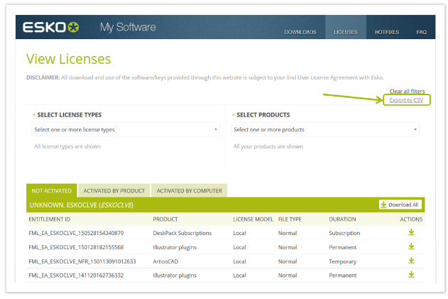 Licensing - How to view and download your licenses on MySoftware