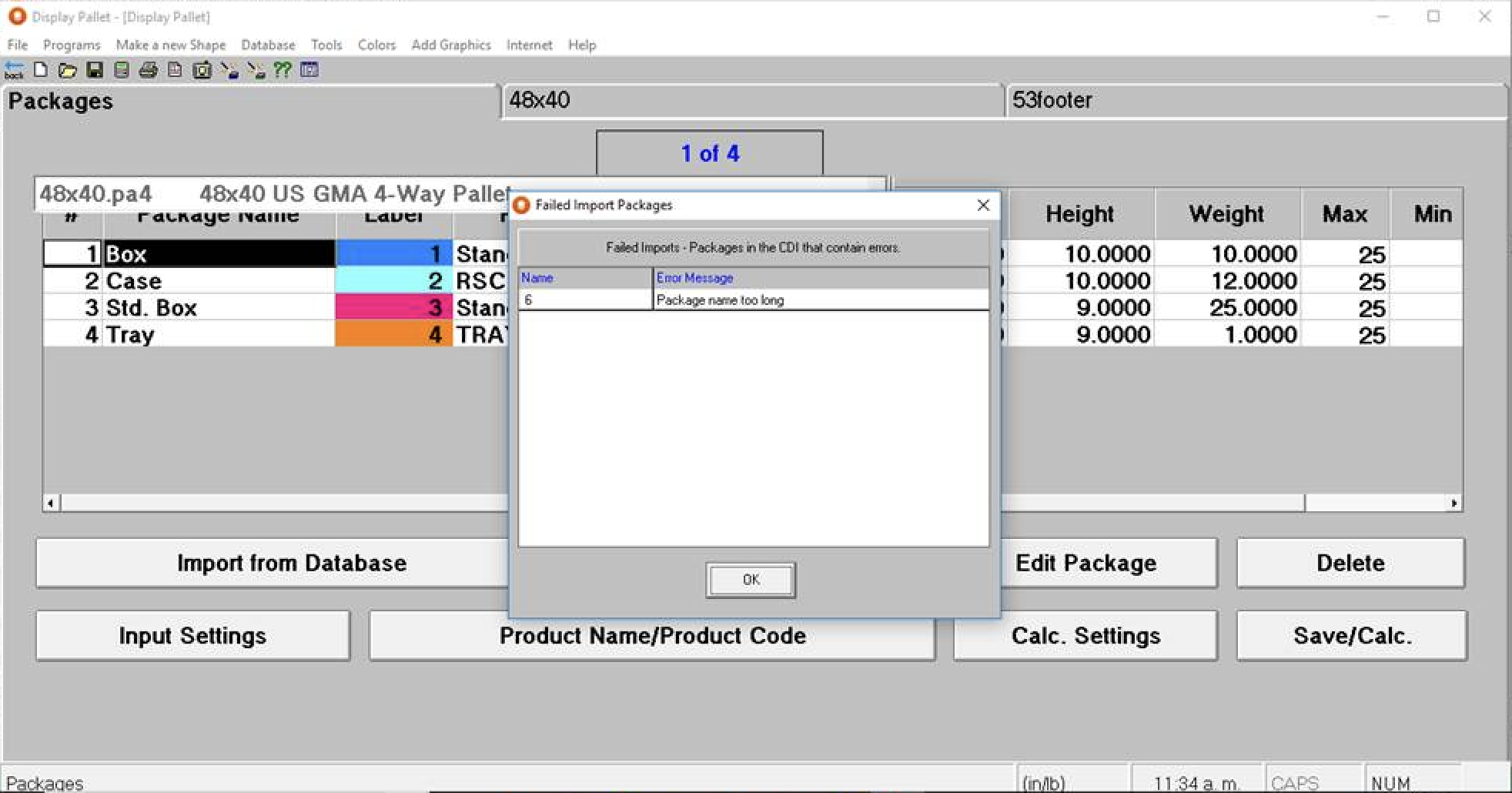 Cape Pack - Display Pallet shows message that Name is too long