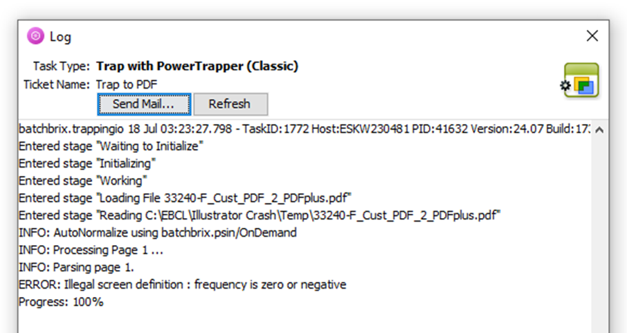 Automation Engine - Trap with PowerTrapper task (Classic) fails - ERROR: Illegal screen ...