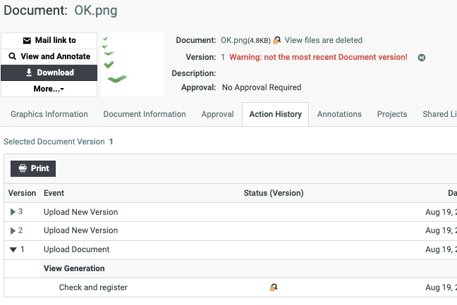 WebCenter - Generate the view files for previous versions of a document