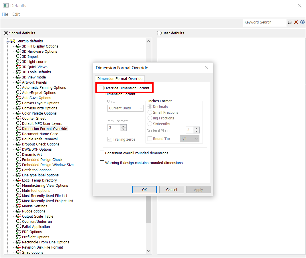 ArtiosCAD - When double clicking dimension to change the properties, a message appears stating ...