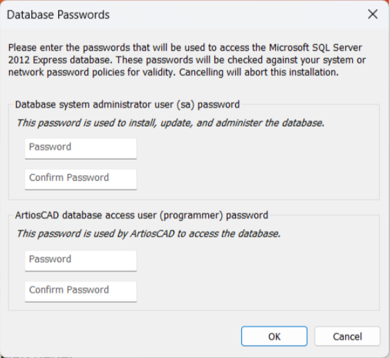 ArtiosCAD - Installation Prompt for SQL Server SA and Programmer ...