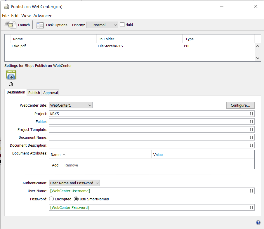 WebCenter - How to fix 'User login failed' error at 'Publish on WebCenter' task in Automation Engine