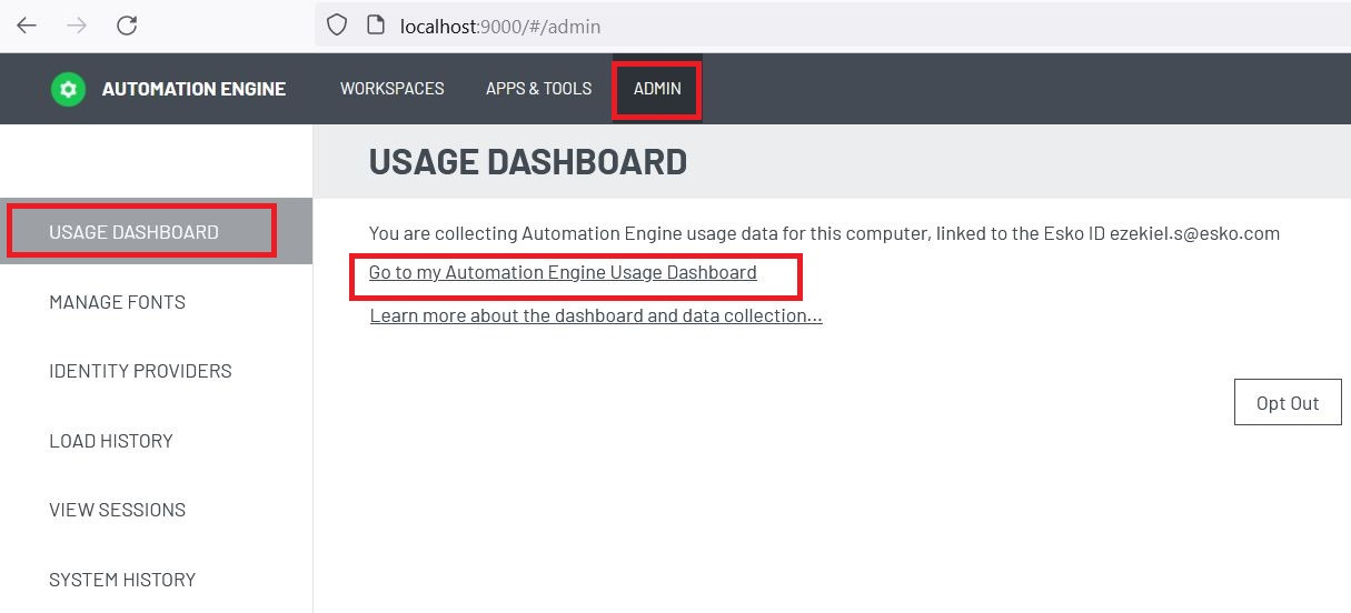 Automation Engine - Accessing the Automation Engine Dashboard
